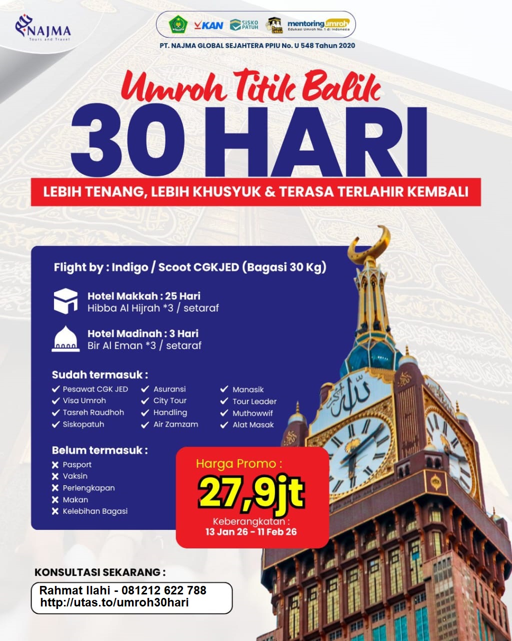 Umroh Lebih Lama 30 Hari dan Biaya Gak Mahal. Mau? by Manna Digital